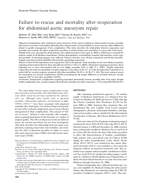 (PDF) Failure to rescue and mortality after reoperation for abdominal ...