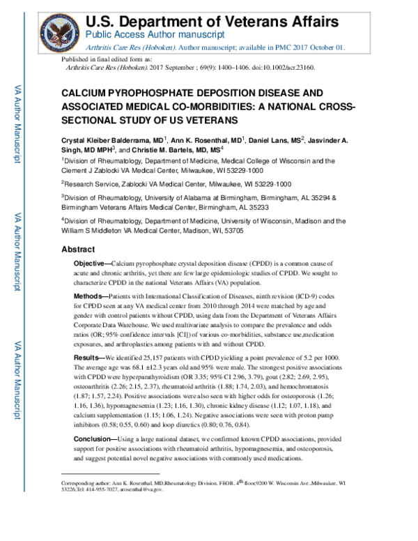 (PDF) CPDD in US Veterans: Prevalence and Comorbidities