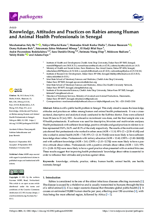 (PDF) Knowledge, Attitudes and Practices on Rabies among Human and Animal Health Professionals ...