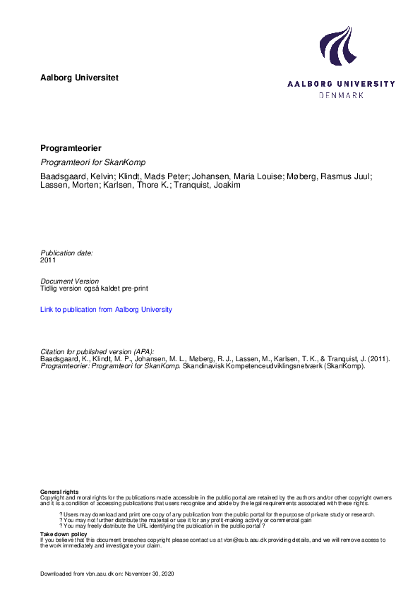 (PDF) Programteorier: Programteori for SkanKomp | Joakim Tranquist ...