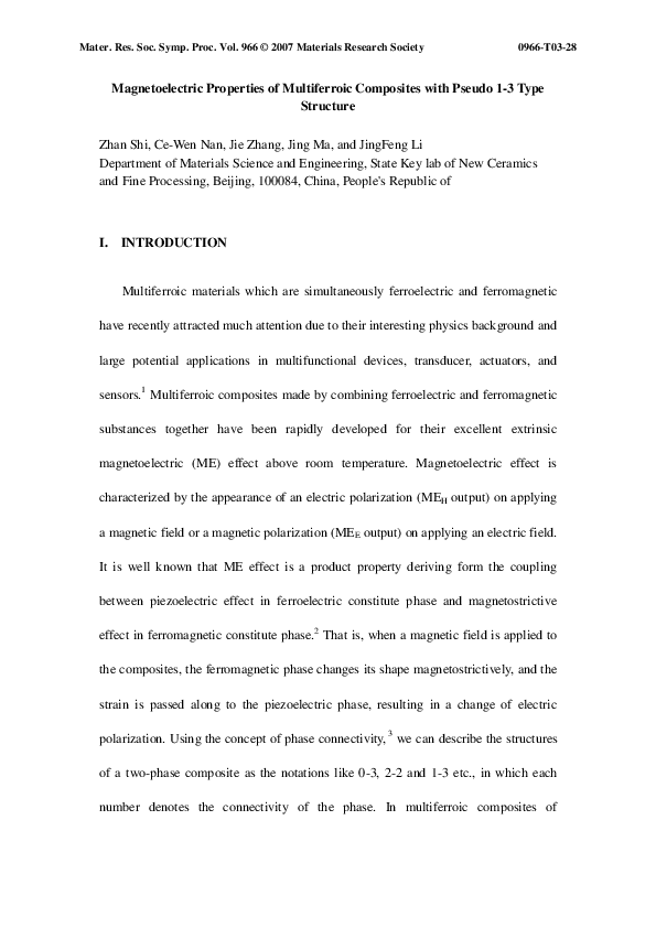 (PDF) Magnetoelectric properties of multiferroic composites with pseudo ...