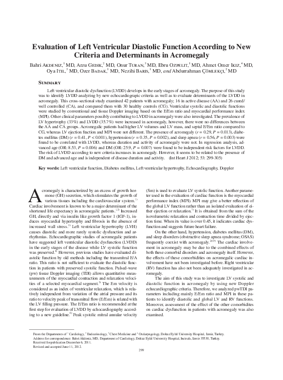 (PDF) Evaluation of Left Ventricular Diastolic Function According to New Criteria and ...