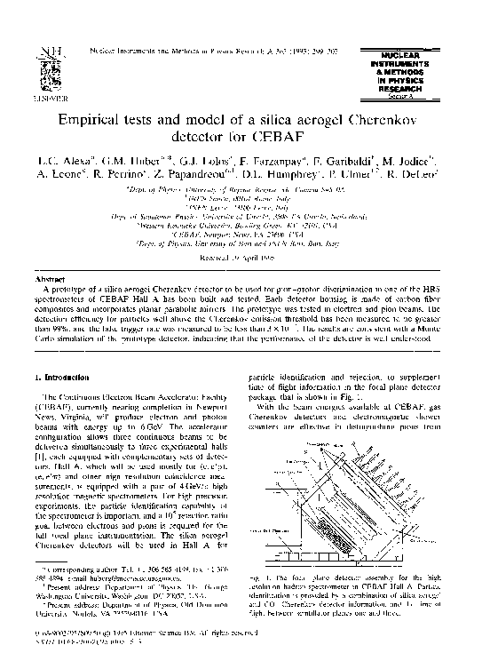 (PDF) Empirical tests and model of a silica aerogel Cherenkov detector ...