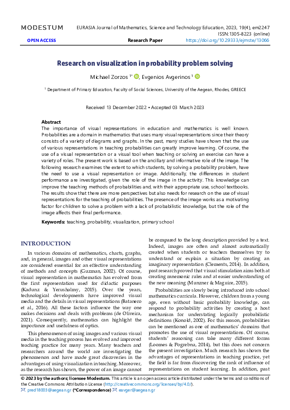 (PDF) Research on visualization in probability problem solving