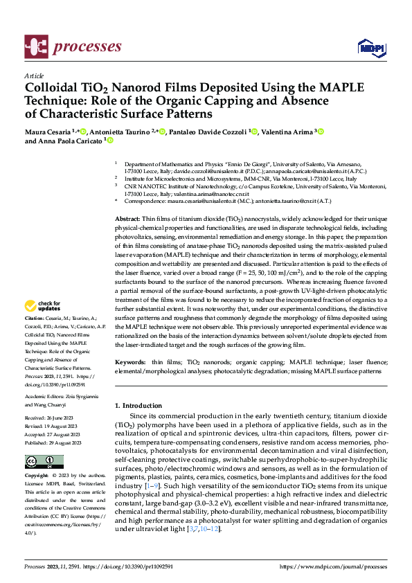 (PDF) Colloidal TiO2 Nanorod Films Deposited Using the MAPLE Technique ...