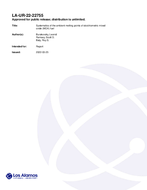 (PDF) Systematics of the ambient melting points of stoichiometric mixed ...