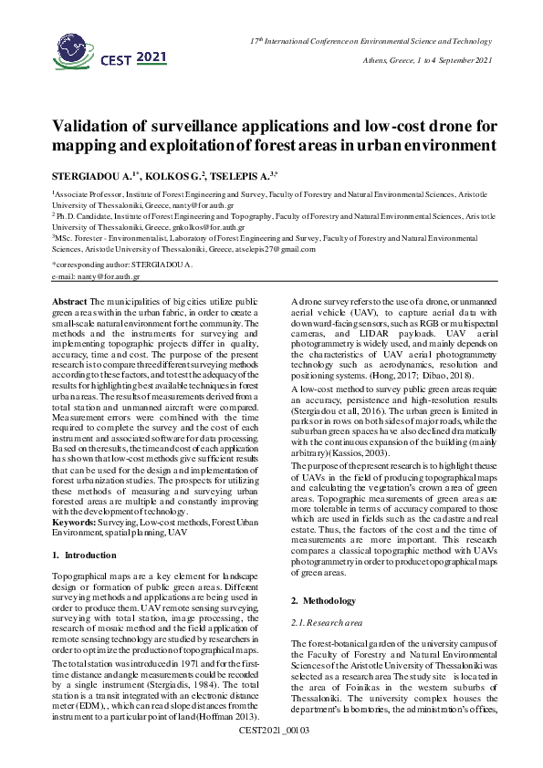 (PDF) Validation of surveillance applications and low-cost drone for mapping and exploitation of ...