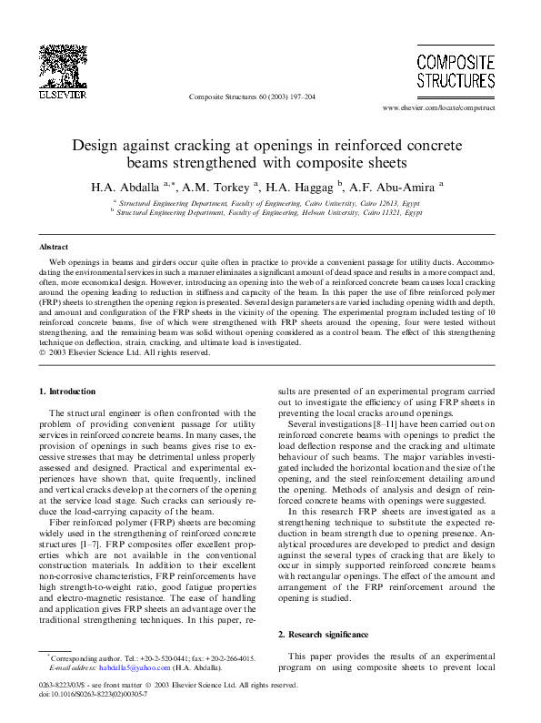 (PDF) Design against cracking at openings in reinforced concrete beams ...