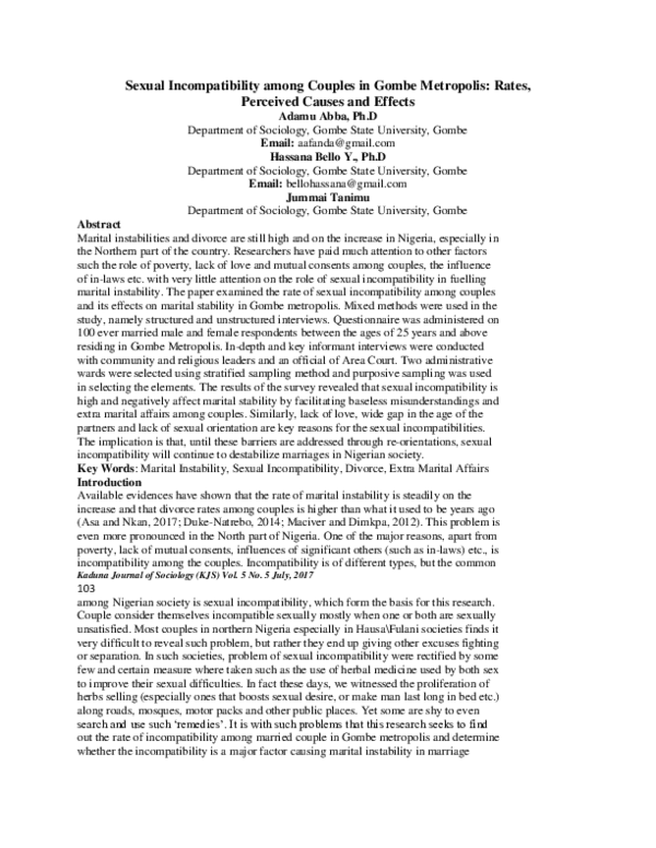 (PDF) Sexual Incompatibility's Impact on Marriages