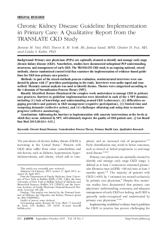 (PDF) Chronic Kidney Disease Guideline Implementation in Primary Care ...