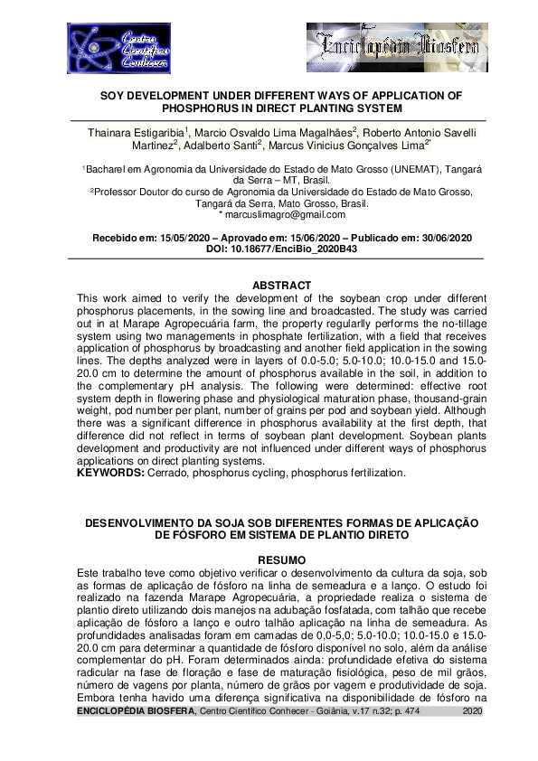 (PDF) Soy Development Under Different Ways of Application of Phosphorus ...