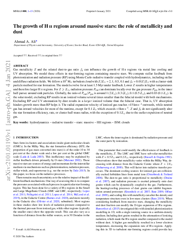 (PDF) The growth of H ii regions around massive stars: the role of ...