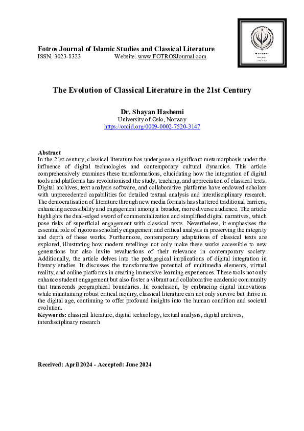 (PDF) The Evolution of Classical Literature in the 21st Century