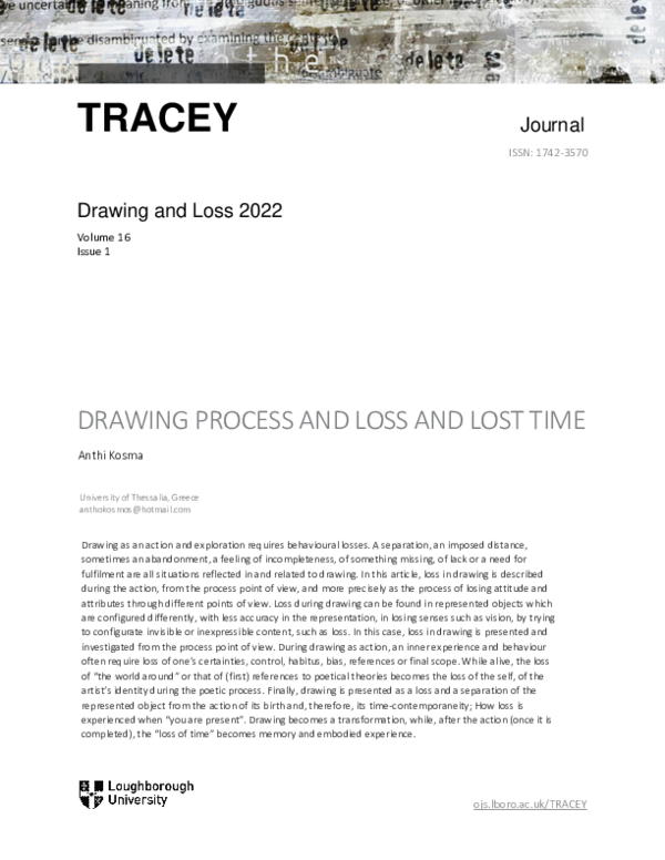 (PDF) Kosma, Anthi. "Drawing Process as Loss and Lost Time." TRACEY ...
