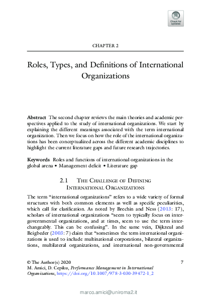 (PDF) Roles, Types, and Definitions of International Organizations