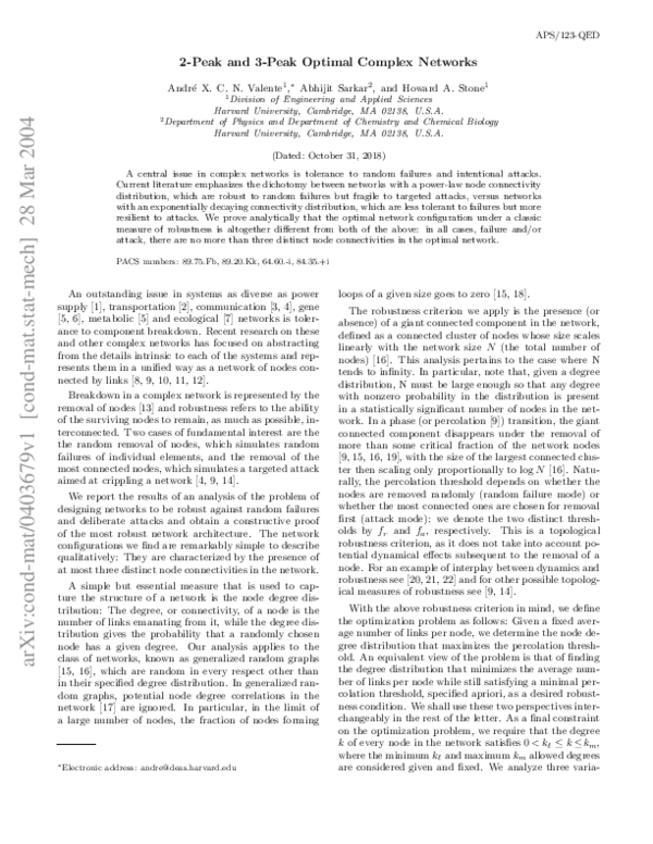 (PDF) Two-Peak and Three-Peak Optimal Complex Networks