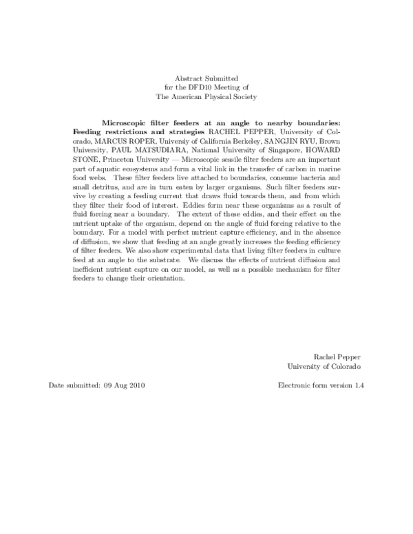 (PDF) Microscopic filter feeders at an angle to nearby boundaries ...