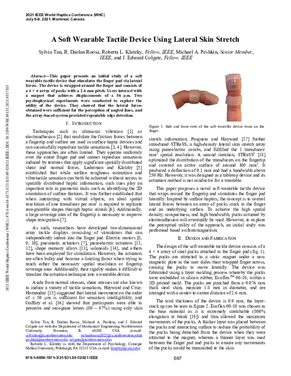 (PDF) A Soft Wearable Tactile Device Using Lateral Skin Stretch