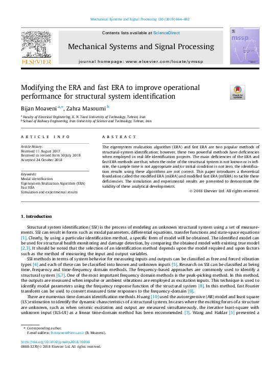 (PDF) Modifying the ERA and fast ERA to improve operational performance for structural system ...