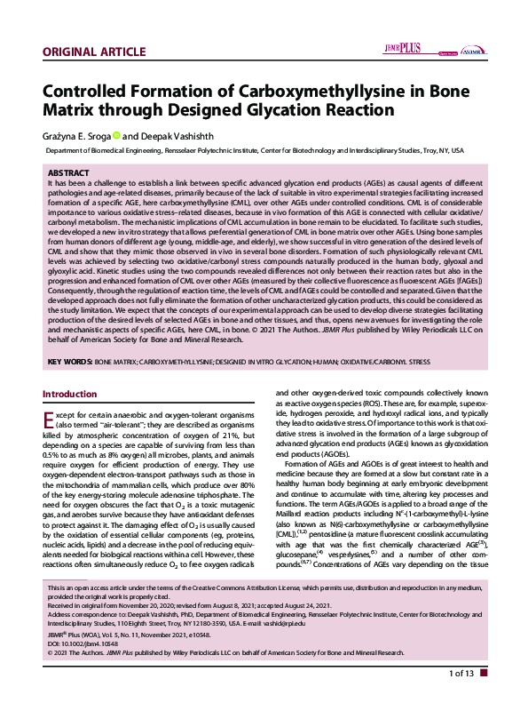 (PDF) Controlled Formation of Carboxymethyllysine in Bone Matrix ...