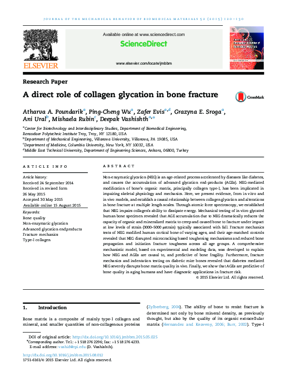 (PDF) A direct role of collagen glycation in bone fracture