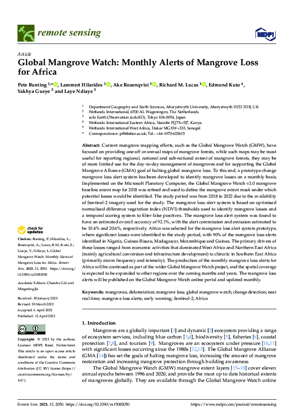 (PDF) Global Mangrove Watch: Monthly Alerts of Mangrove Loss for Africa