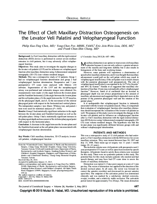 (PDF) The Effect of Cleft Maxillary Distraction Osteogenesis on the ...
