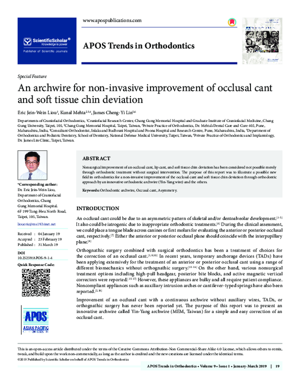 (PDF) An archwire for non-invasive improvement of occlusal cant and ...