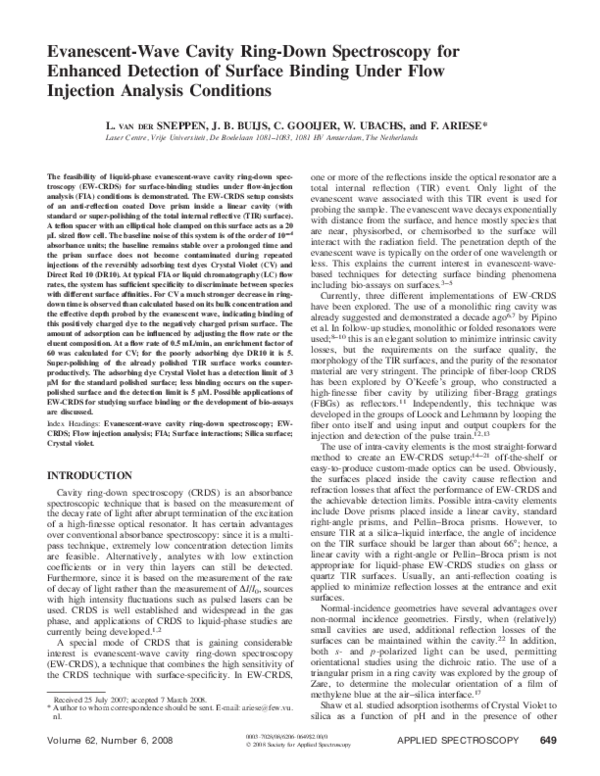 (PDF) Evanescent wave cavity ring-down spectroscopy with a total-internal-reflection minicavity