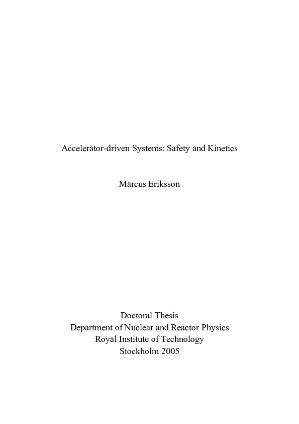 (PDF) Accelerator-driven systems : safety and kinetics