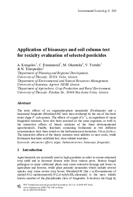 (PDF) Application of bioassays and soil column test for toxicity ...