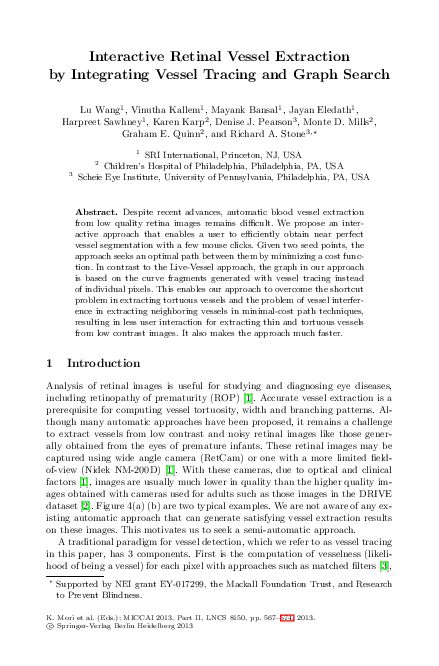 (PDF) Interactive Retinal Vessel Extraction by Integrating Vessel ...