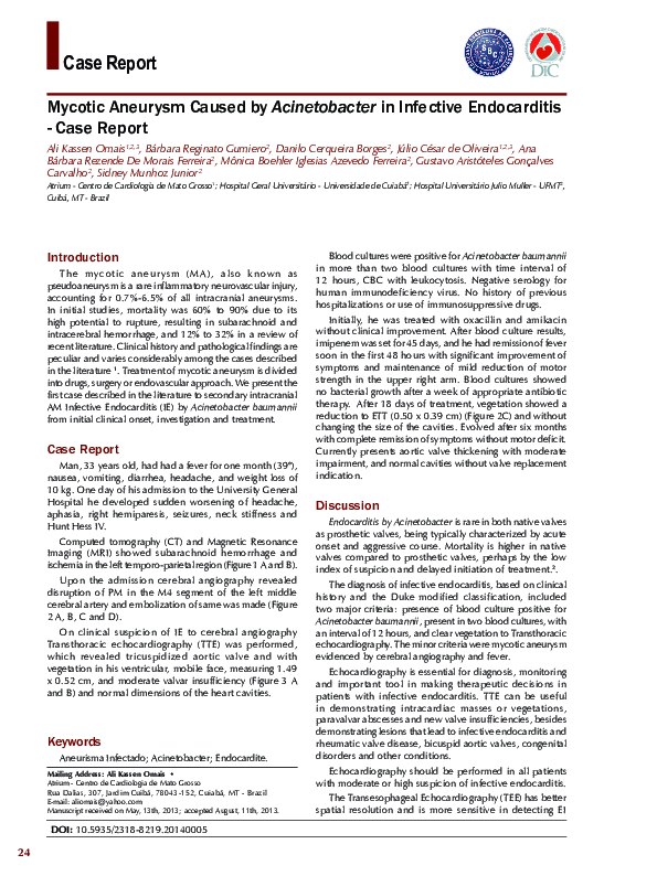 (PDF) Case Report Mycotic Aneurysm Caused by Acinetobacter in Infective ...