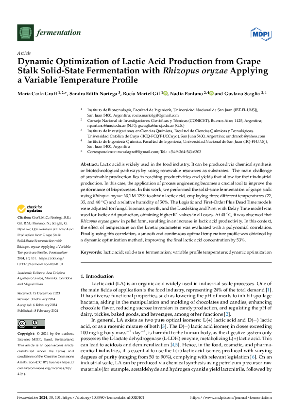(PDF) Dynamic Optimization of Lactic Acid Production from Grape Stalk Solid-State Fermentation ...