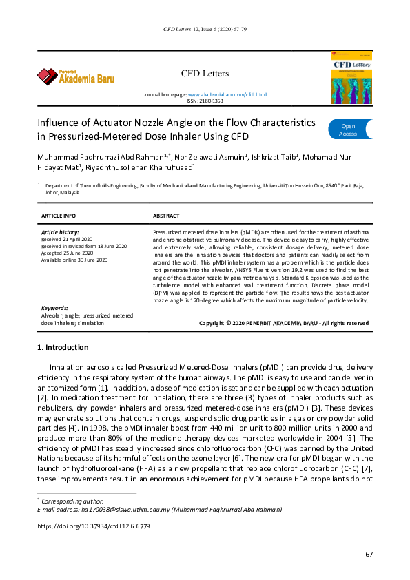 (PDF) Influence of Actuator Nozzle Angle on the Flow Characteristics in ...