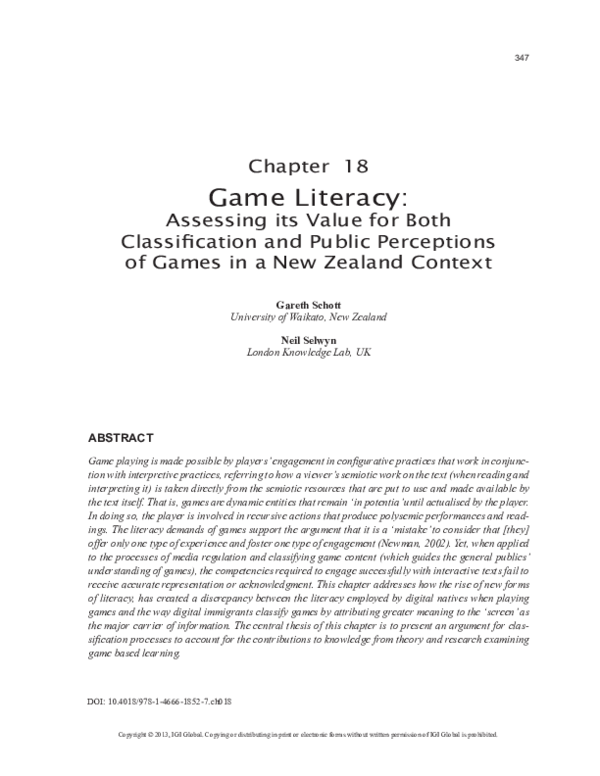 (PDF) Game Literacy