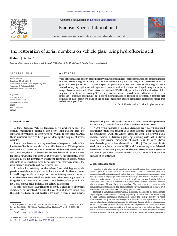 (PDF) The restoration of serial numbers on vehicle glass using ...