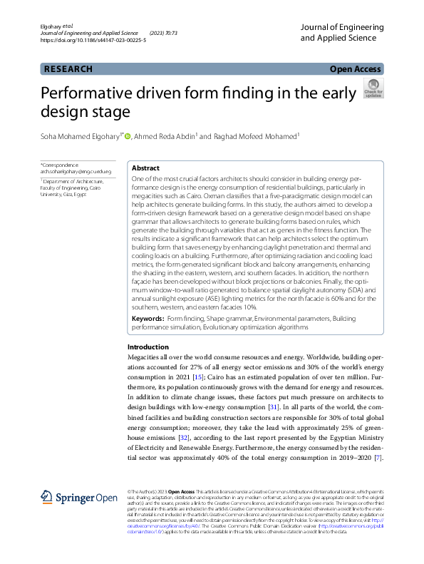 (PDF) Performative driven form finding in the early design stage