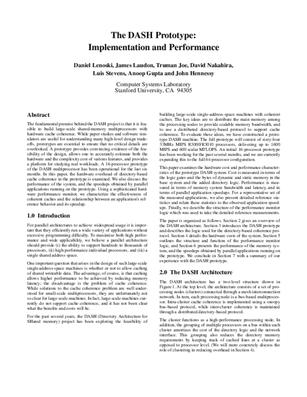 (PDF) Abstract The DASH Prototype: Implementation and Performance