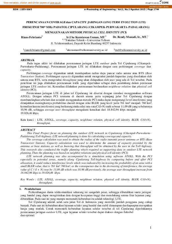 (PDF) Perencanaan Coverage Dan Capacity Jaringan Long Term Evolution ...