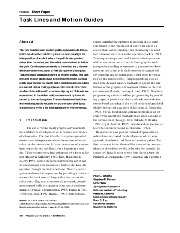 (PDF) Task Lines and Motion Guides