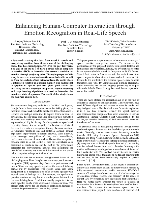 (PDF) Enhancing Human-Computer Interaction through Emotion Recognition ...