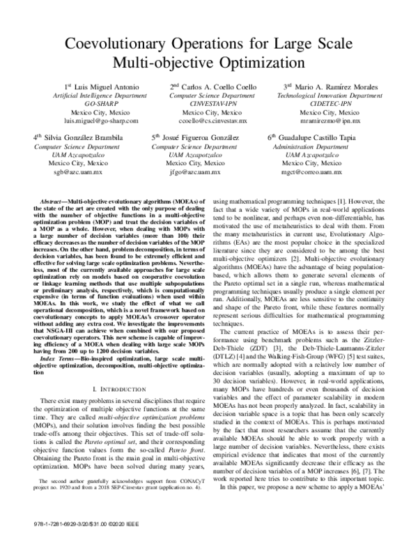 (PDF) Coevolutionary Operations for Large Scale Multi-objective Optimization