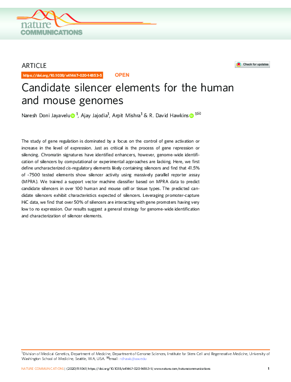 (PDF) Candidate silencer elements for the human and mouse genomes