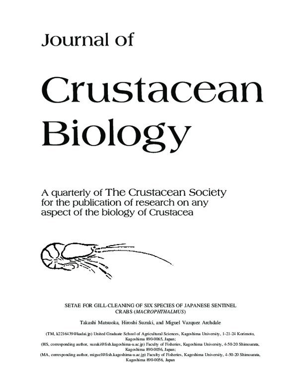 (PDF) SETAE FOR GILL-CLEANING OF SIX SPECIES OF JAPANESE SENTINEL CRABS ...