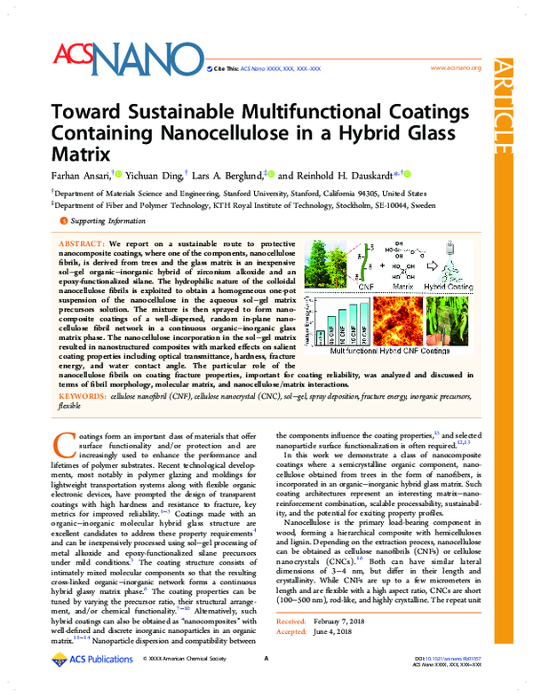 (PDF) Toward Sustainable Multifunctional Coatings Containing ...