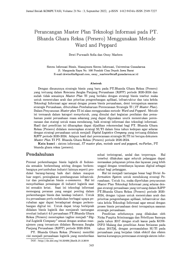 (PDF) Perancangan Master Plan Teknologi Informasi pada PT Bhanda Ghara ...
