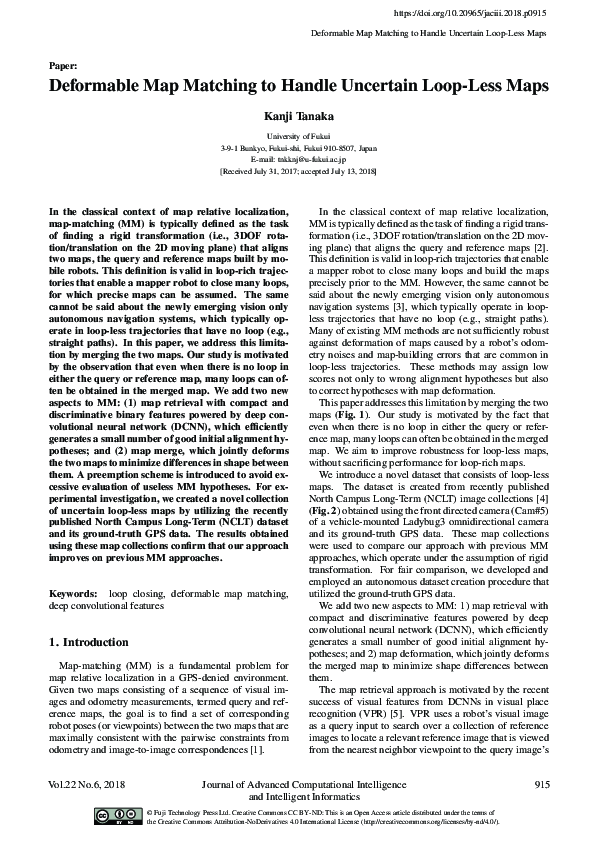 (PDF) Deformable Map Matching to Handle Uncertain Loop-Less Maps