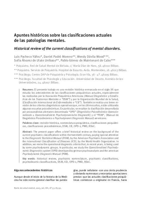 (PDF) Apuntes históricos sobre las clasificaciones actuales de las ...