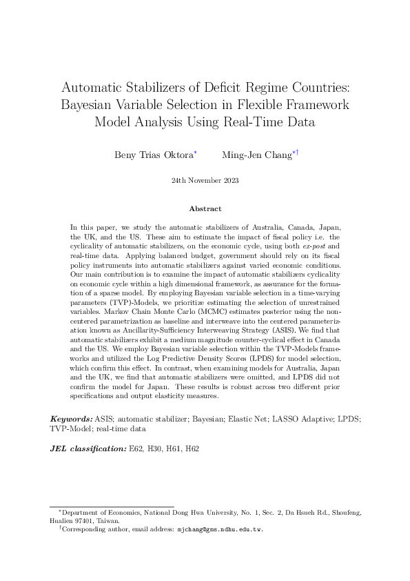(PDF) Automatic Stabilizers of Deficit Regime Countries: Bayesian Variable Selection in Flexible ...